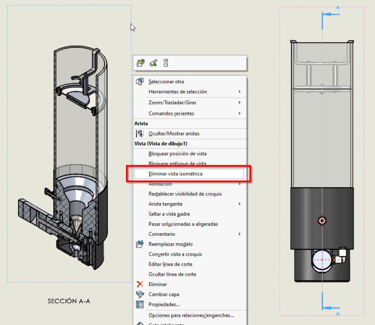 Reorientar la vista de sección isométrica en SOLIDWORKS - Easyworks