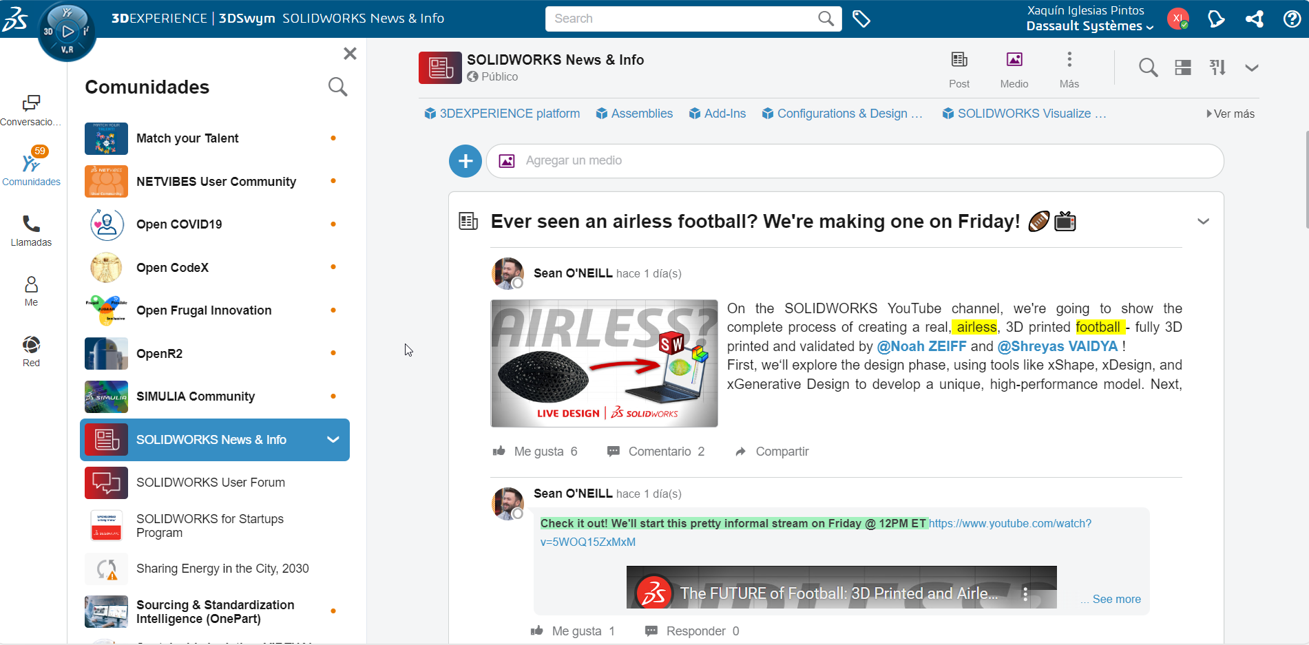 Comunidades en 3DEXPERIENCE SOLIDWORKS
